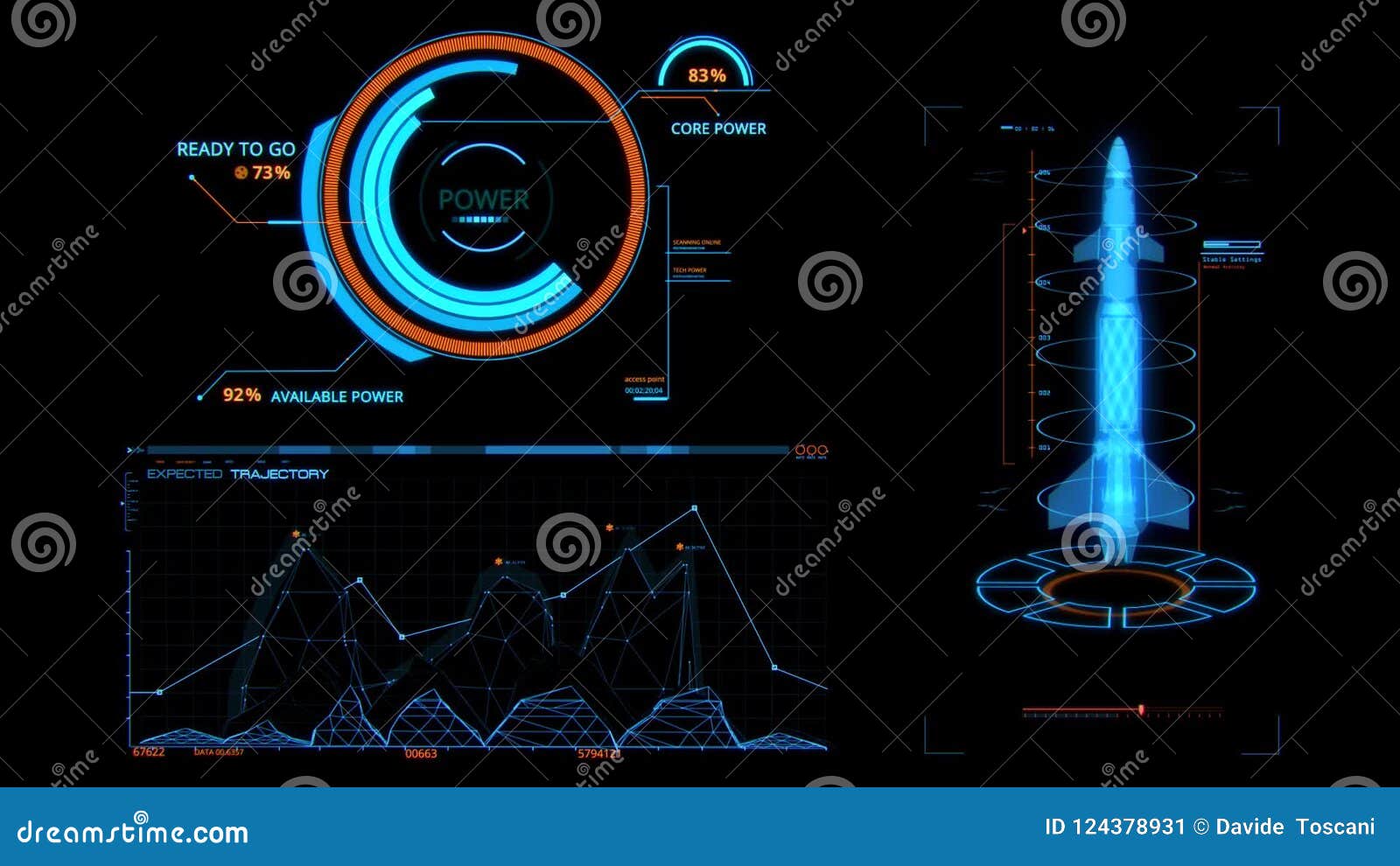 Blue HUD Rocket Missile Interface Graphic Element Stock Video - Video ...