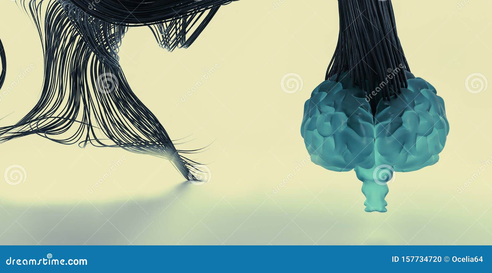 Blue human brain connected stock illustration. Illustration of memory ...