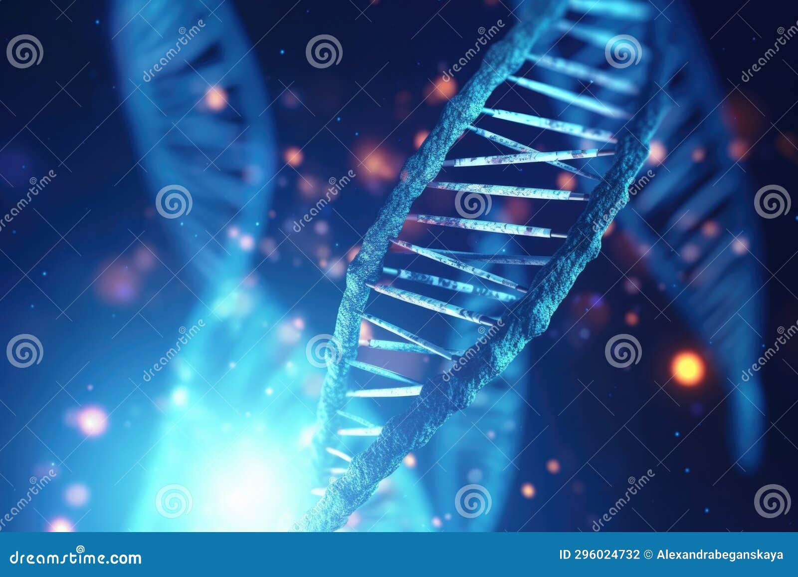 Blue Human DNA Strand Surrounded by DNA Structure Stock Illustration ...