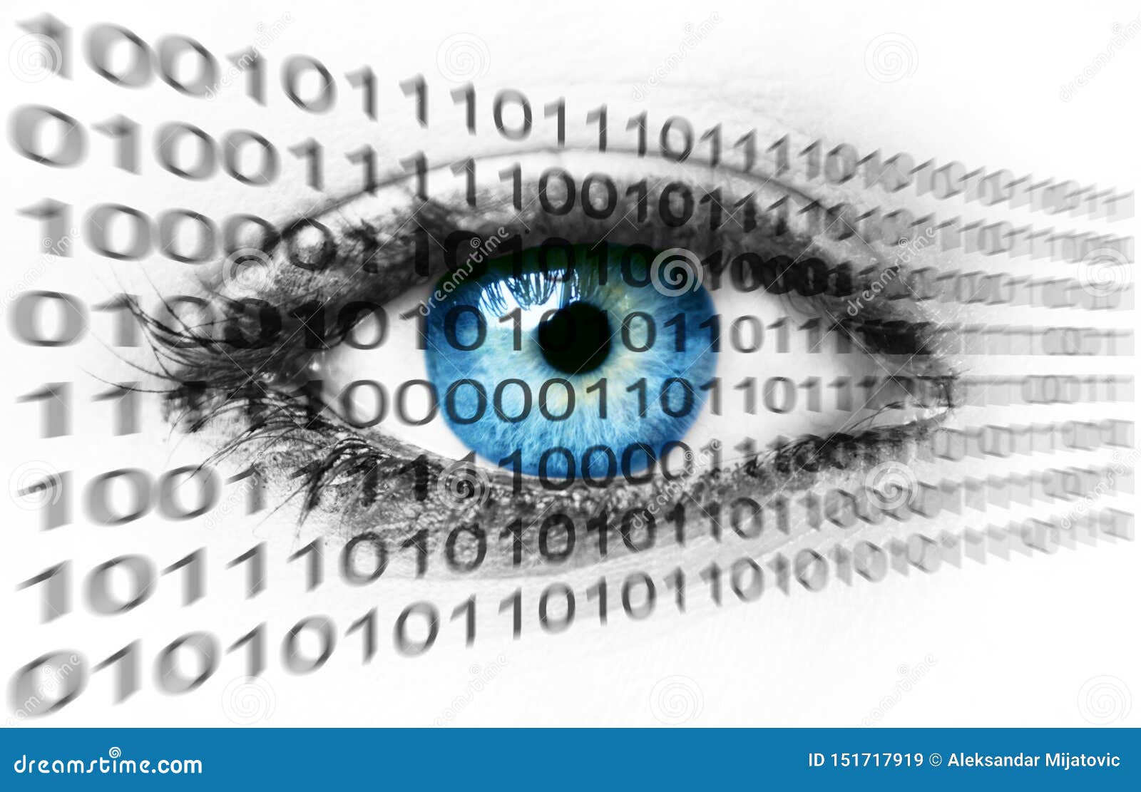 Blue Human Eye and Binary System Numbers - Tehnology Concept Stock ...