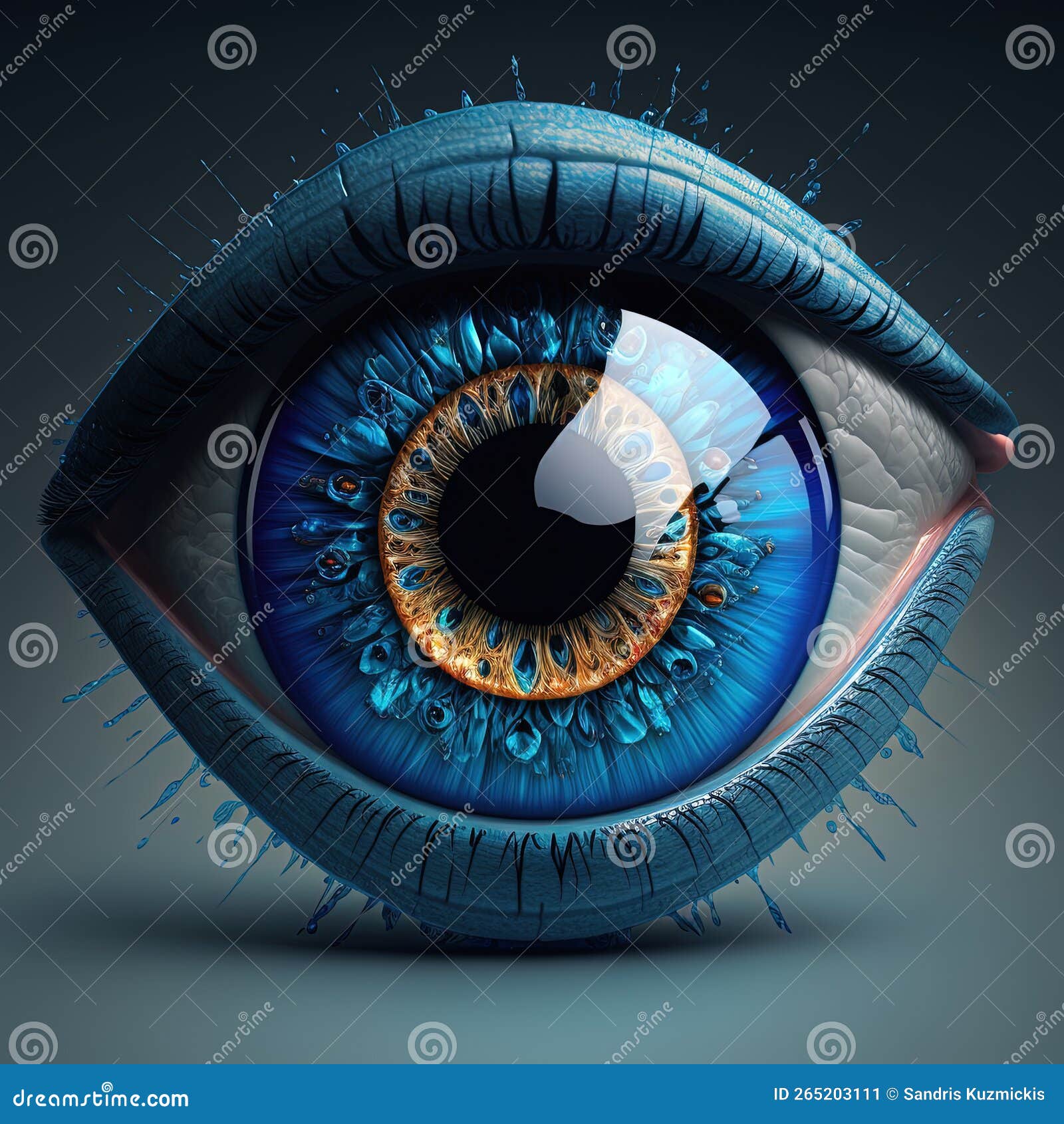 Blue Human Eye Close Up. Generative AI Stock Illustration ...