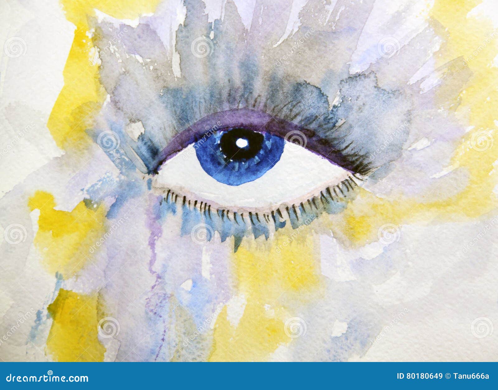 Blue Human Eye is Painted in Watercolor on a Background Stock ...