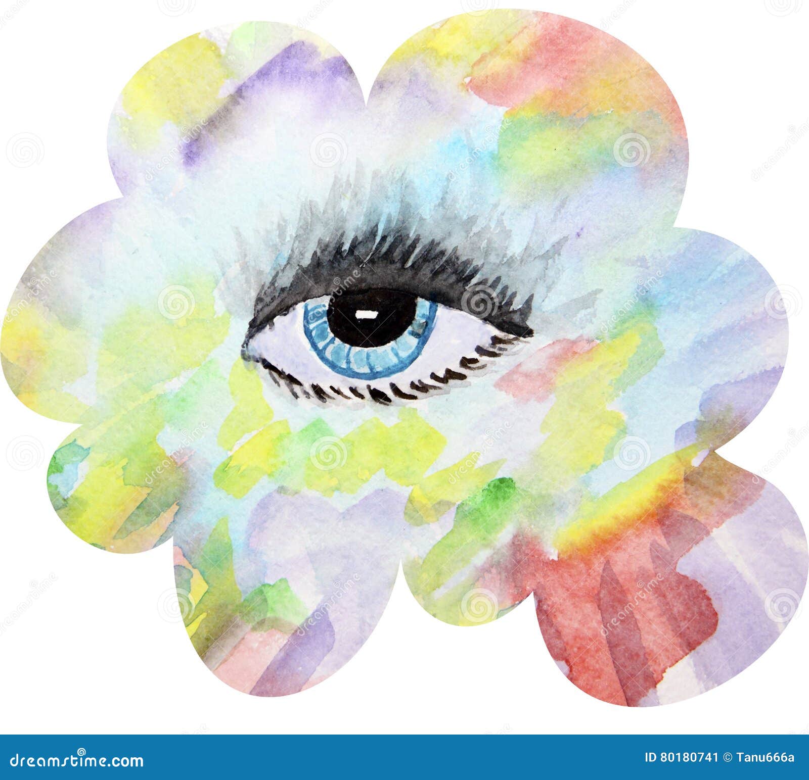 Blue Human Eye is Painted in Watercolor on a Background Stock ...