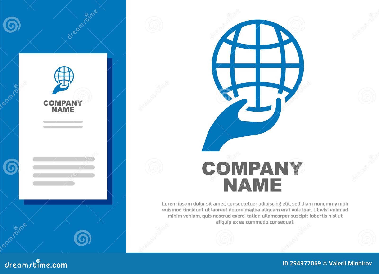 Blue Human Hand Holding Earth Globe Icon Isolated on White Background ...