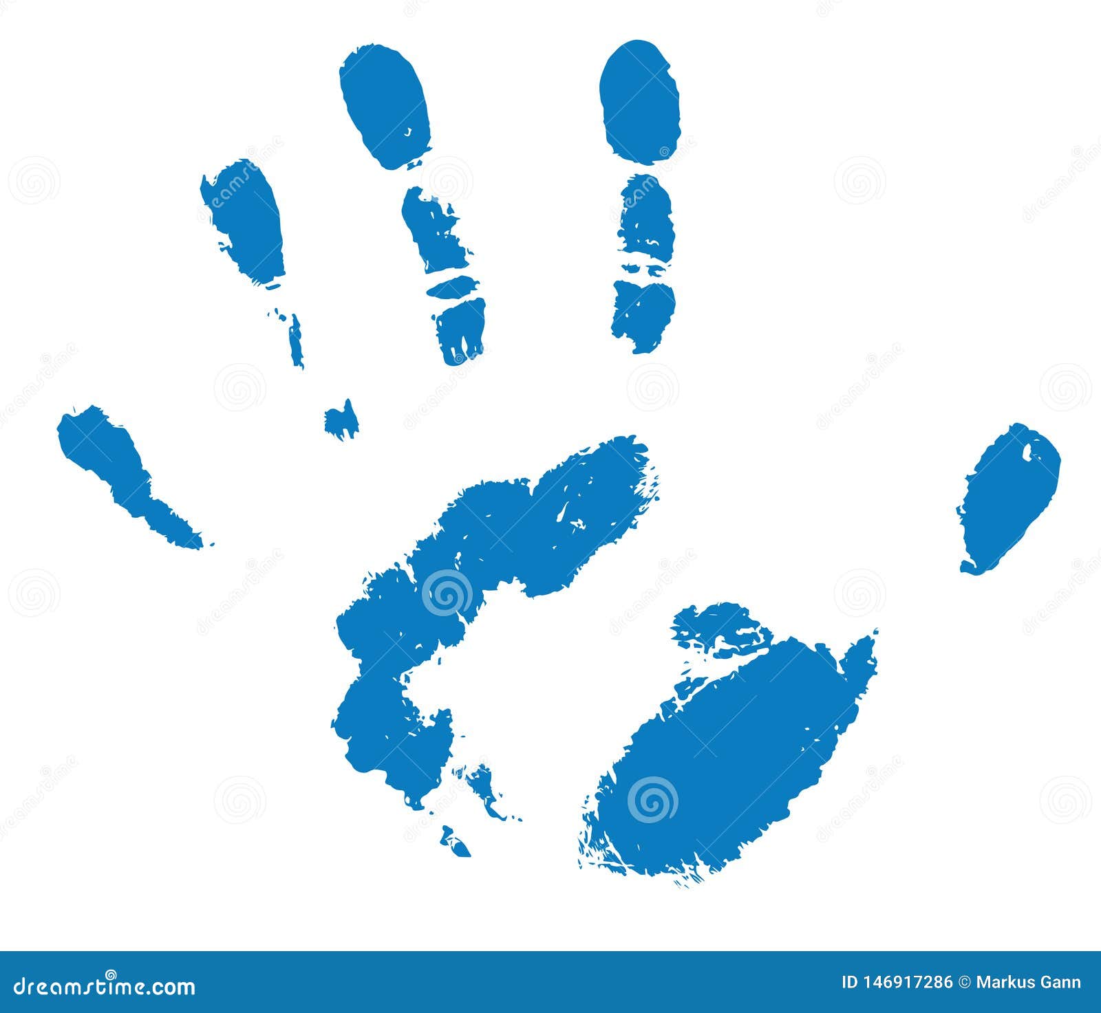 Blue Human Handprint on White Stock Illustration - Illustration of ...