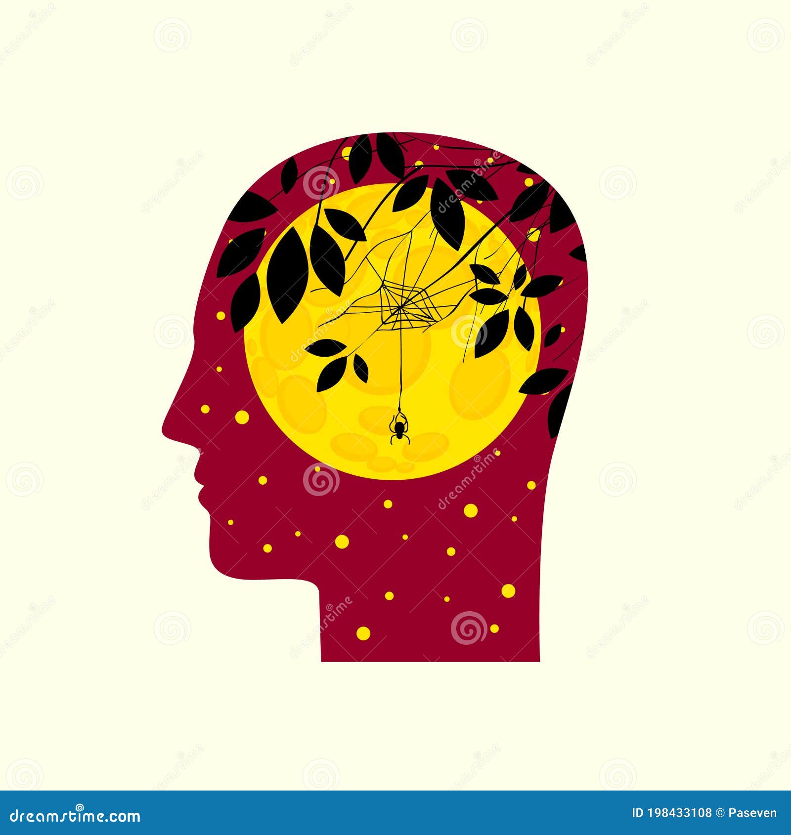 Human Head in Profile with Branches of Young Tree Stock Vector ...