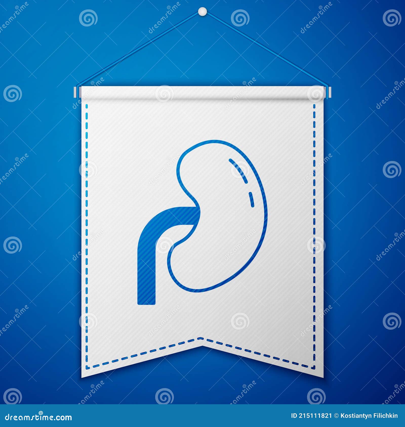 Blue Human Kidney Icon Isolated on Blue Background. White Pennant ...