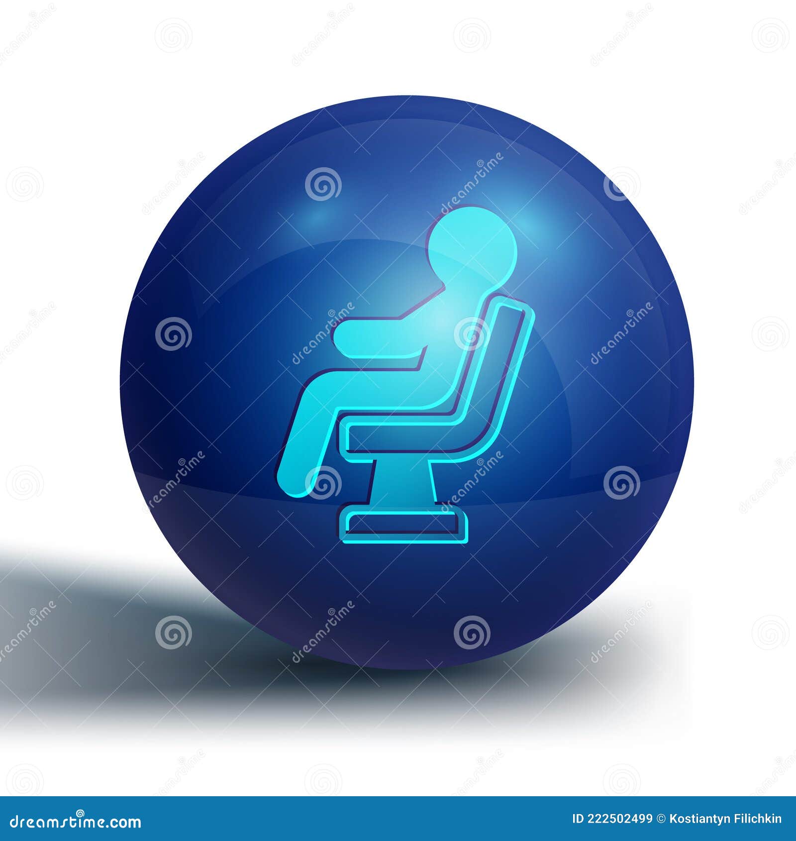 Blue Human Waiting in Airport Terminal Icon Isolated on White ...