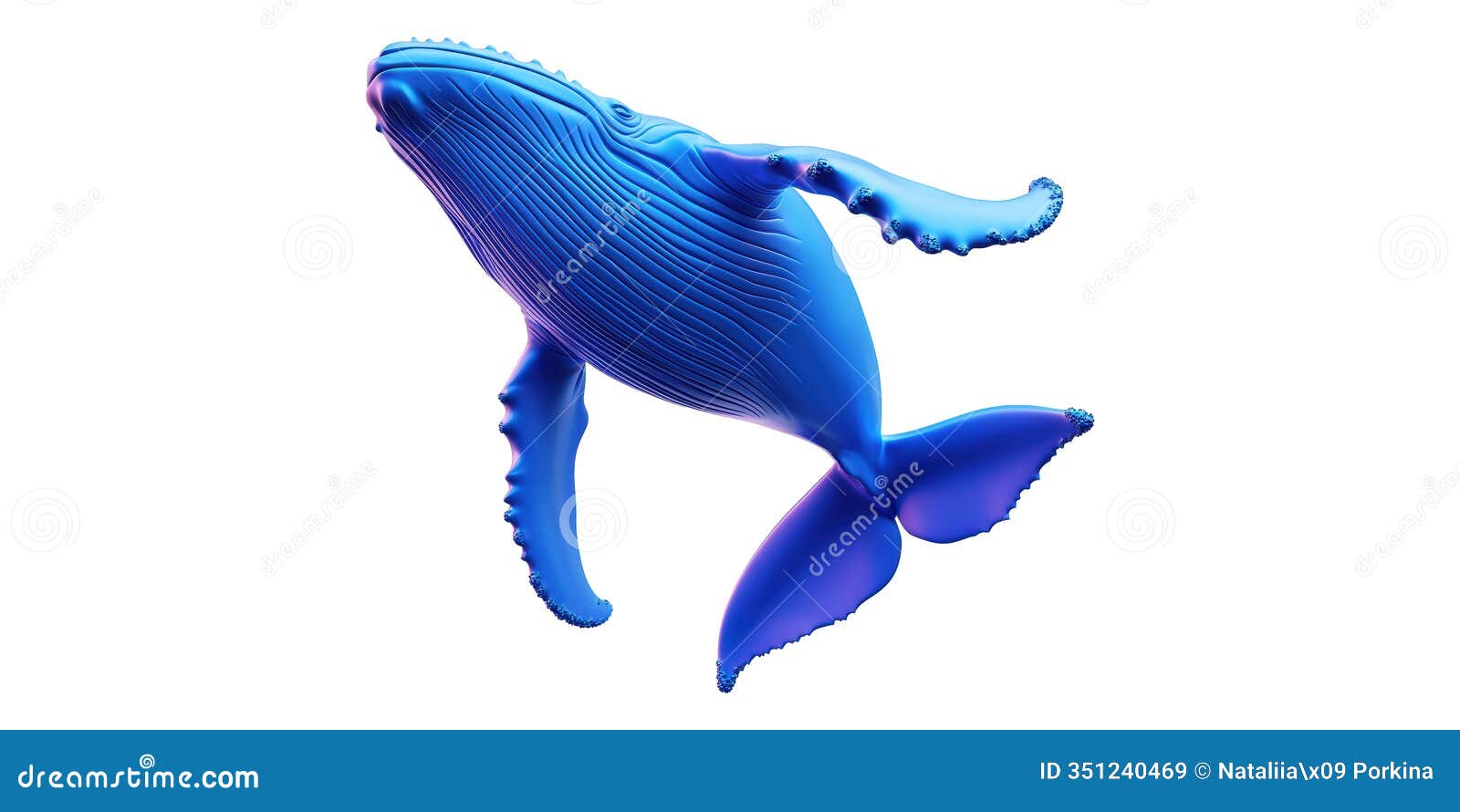 Blue Humpback Whale Illustration Isolated On Transparent Background ...