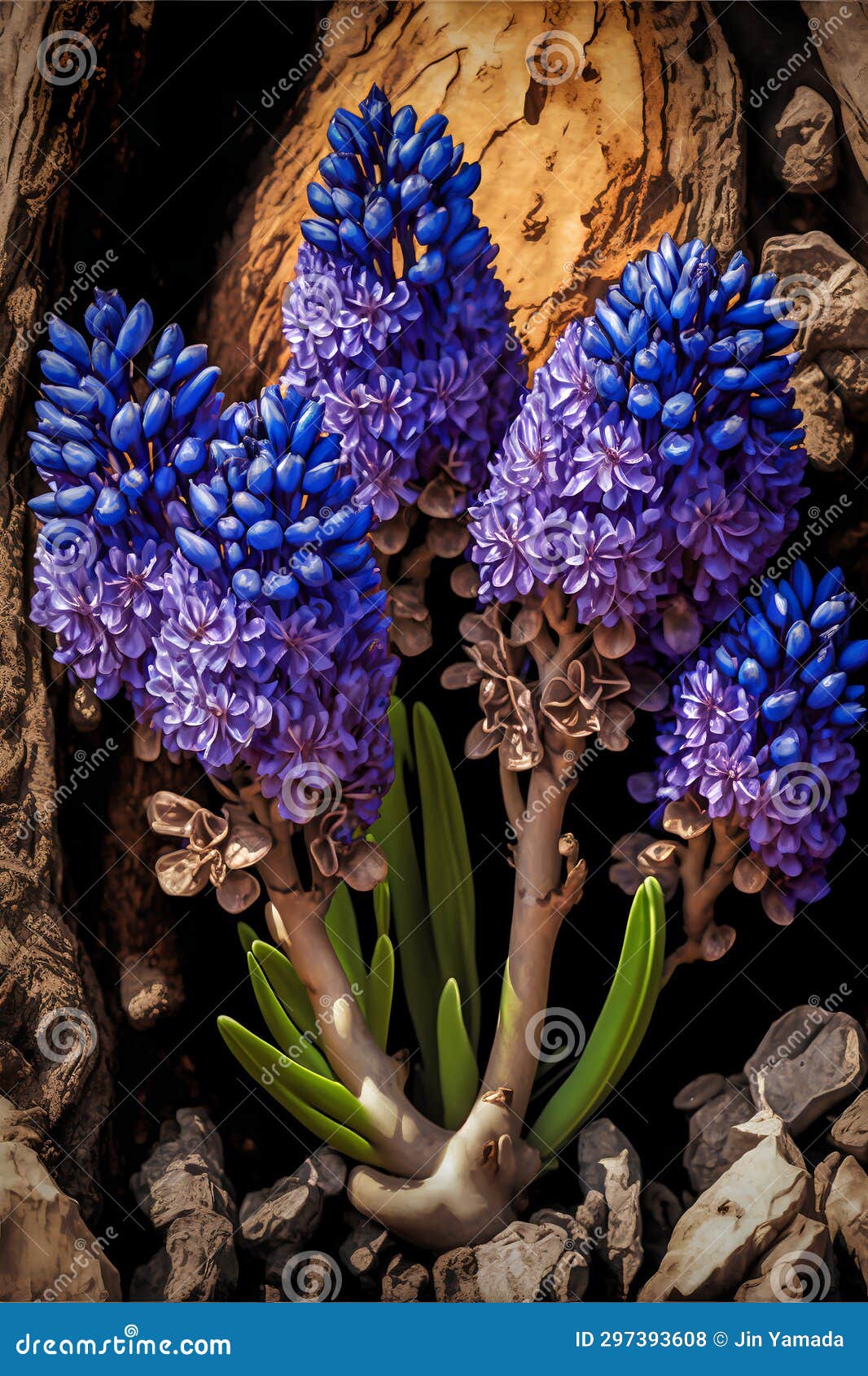 Blue Hyacinths in the Garden. 3d Illustration Stock Illustration ...