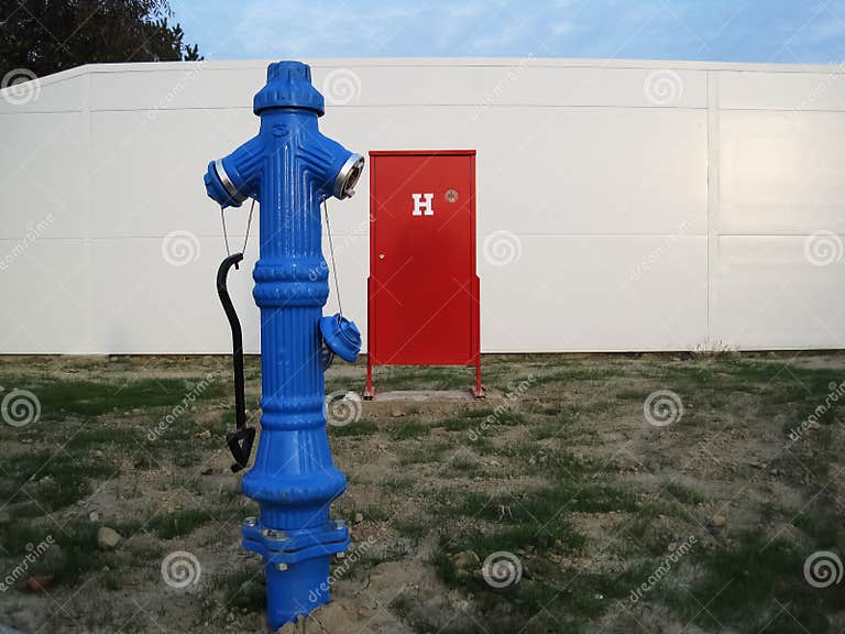 Blue hydrant stock photo. Image of fire, outdoor, chain - 117167346