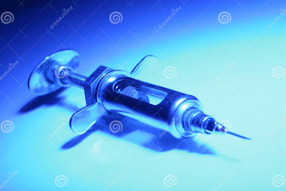 Blue Hypodermic Needle stock image. Image of hypo, vetenerian - 771313