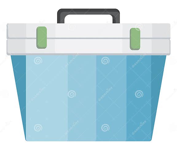 Blue ice box, icon stock vector. Illustration of handle - 261386300