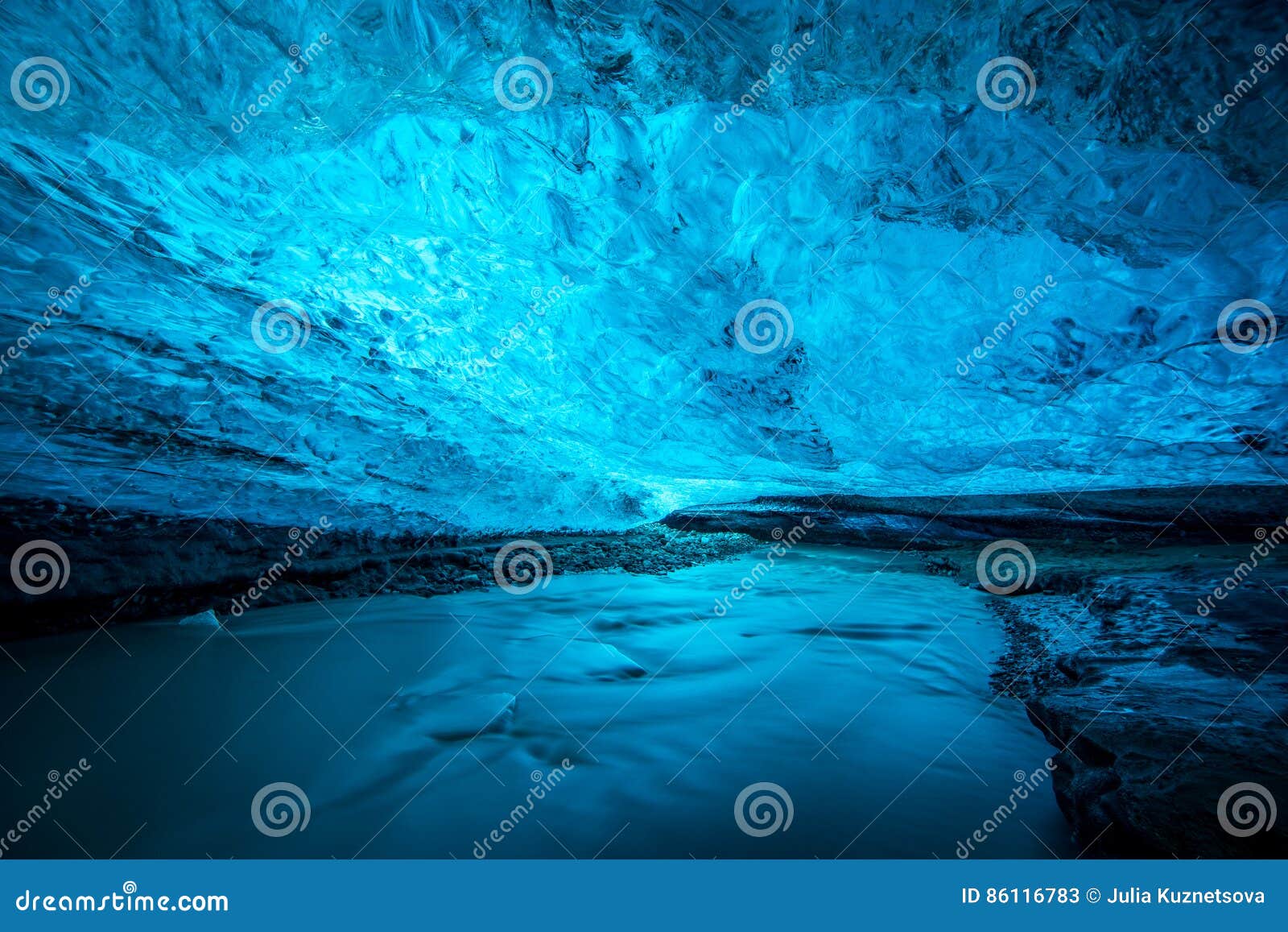 Blue ice cave in Iceland stock image. Image of glacier - 86116783