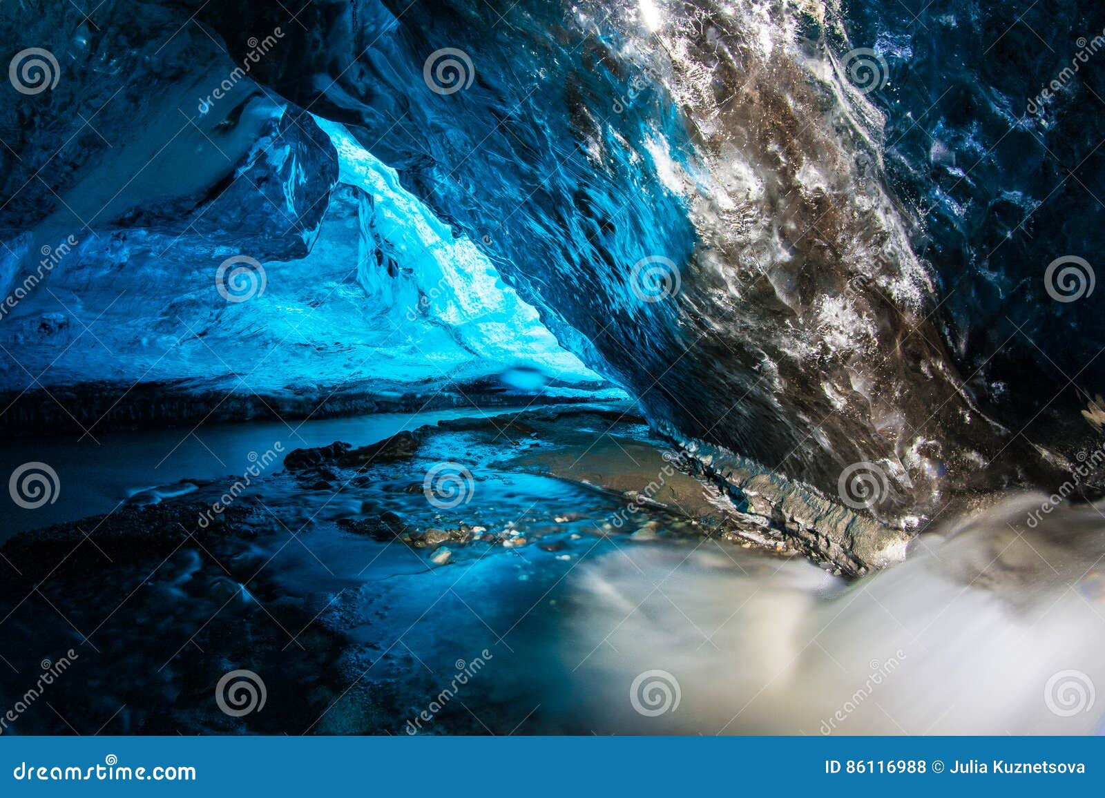 Blue ice cave in Iceland stock photo. Image of glacial - 86116988