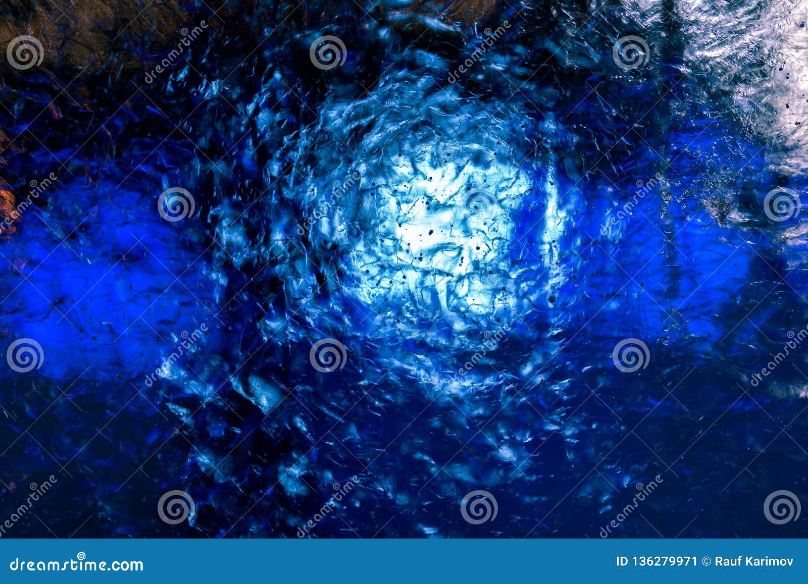 Transparent Ice with Beautiful Patterns. Ice is Illuminated with Blue ...