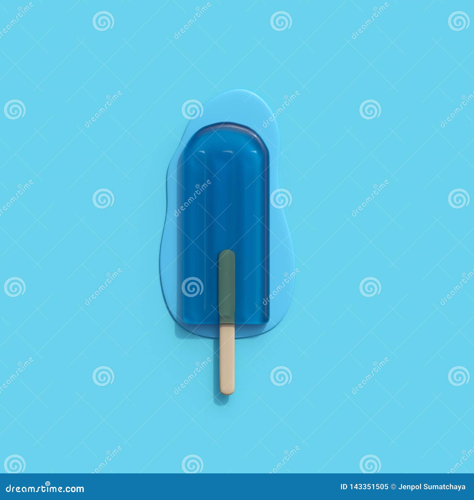 Blue Ice Cream Melting on Blue Background. Stock Illustration ...