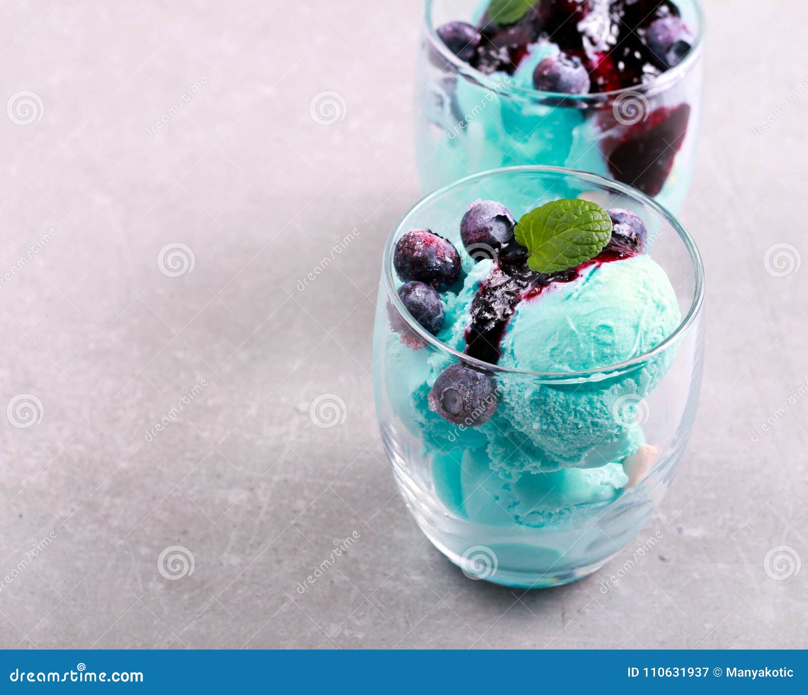 Blue Ice Cream Scoops Served Stock Image - Image of scoops, sorbet ...