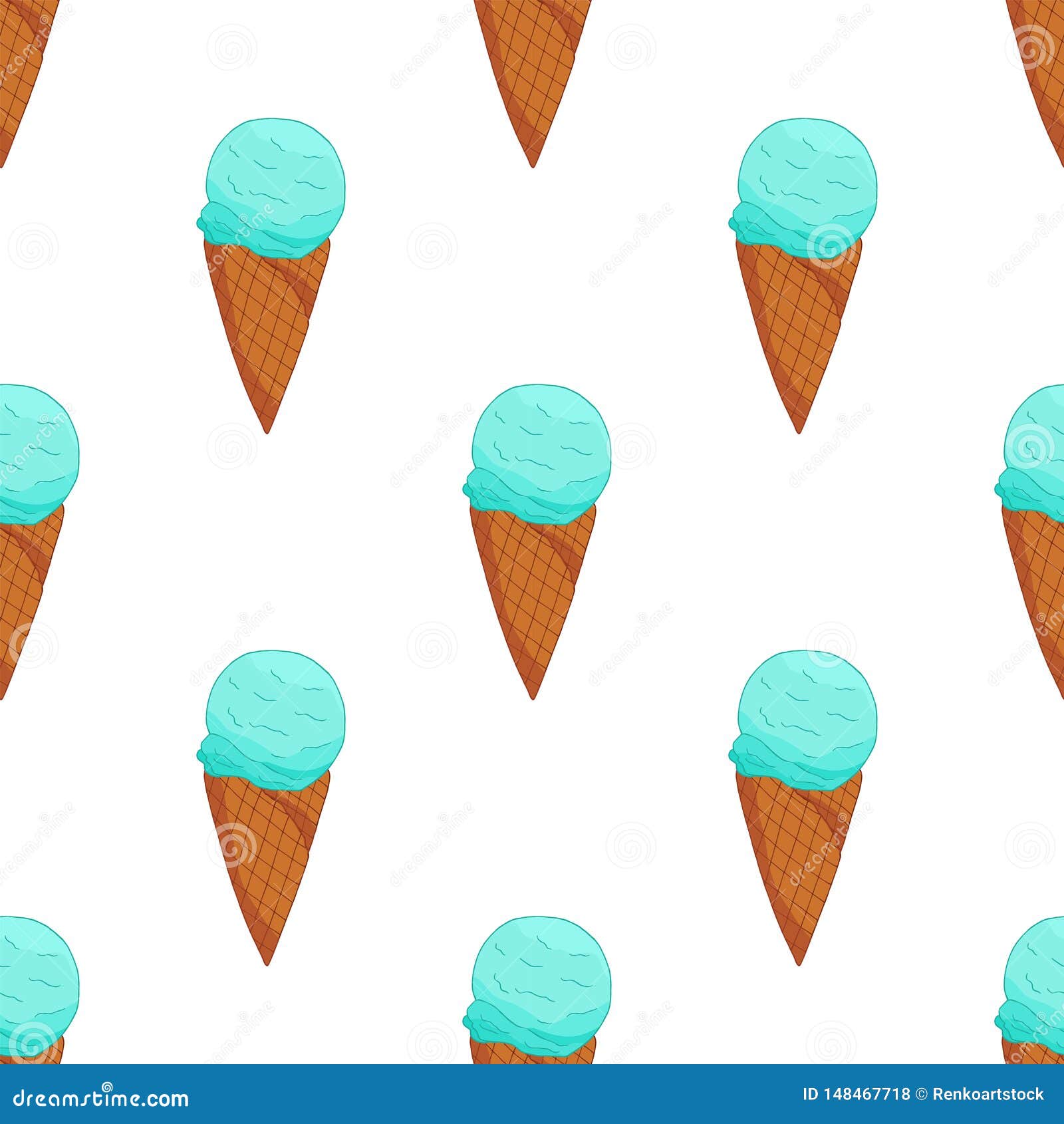 Blue Ice Cream Seamless Pattern Stock Vector - Illustration of kids ...