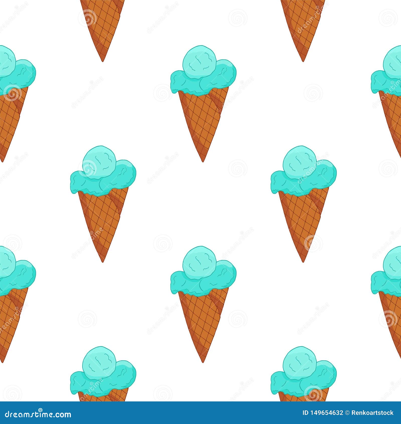 Blue Ice Cream Seamless Pattern. Stock Vector - Illustration of food ...