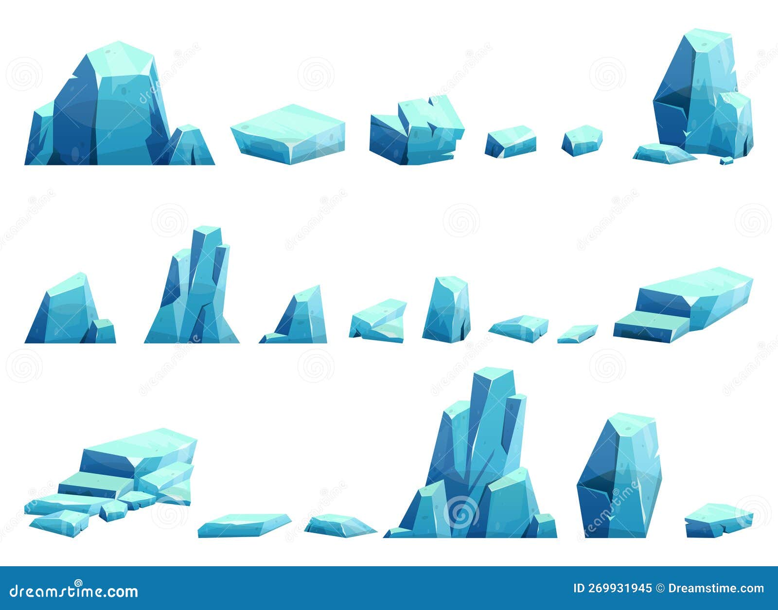 Blue Ice Crystal in Cartoon Style Vector Illustration Stock ...