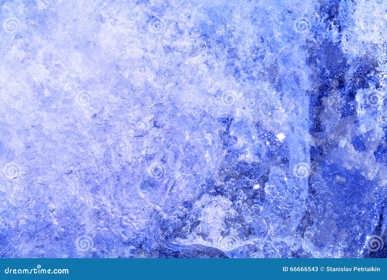 Blue Ice Crystal the Ice Surface. Macro Closeup of Ice Crystals. Stock ...