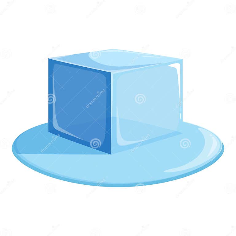 Blue Ice Cube Melting on Surface Leaving Puddle of Water Stock ...