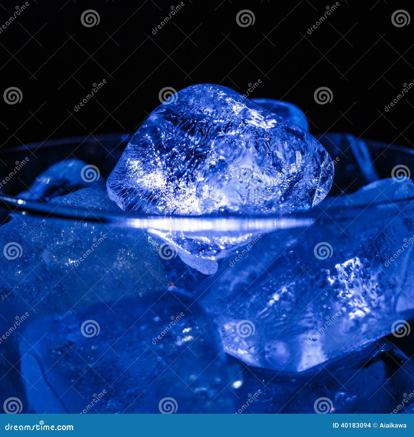 Blue Ice Cubes Close Up in a Glass Stock Photo - Image of melt, drip ...