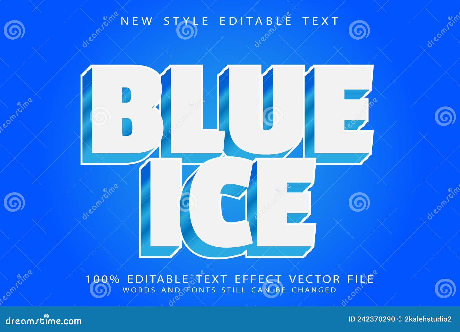 Blue Ice Editable Text Effect 3D Emboss Cartoon Style Stock Vector ...