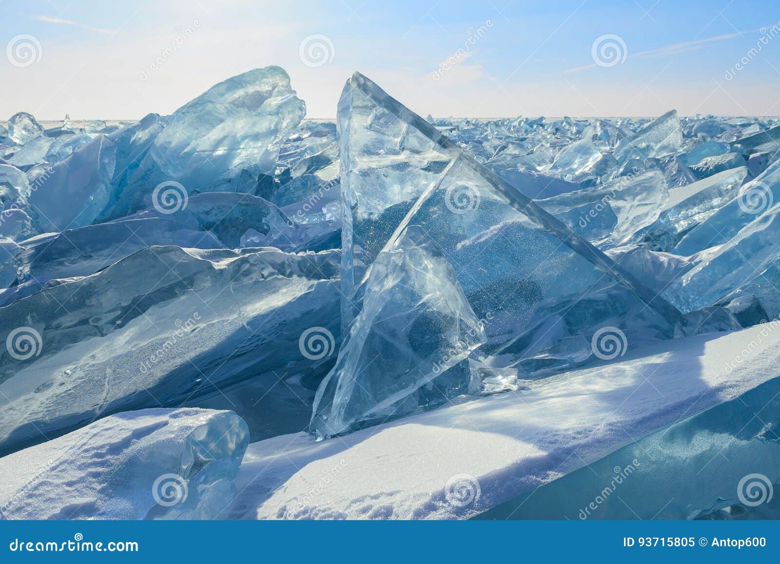 Blue Ice Field with Big Figure Blocks Stock Image - Image of frost ...