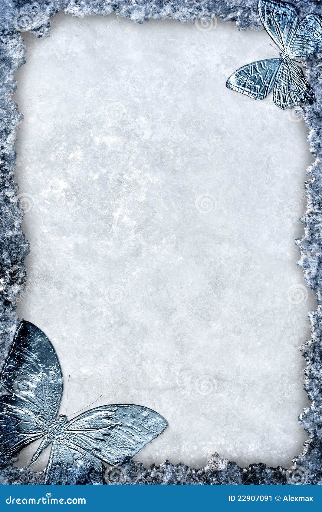 Blue Ice Frame with Butterflies Background Stock Illustration ...