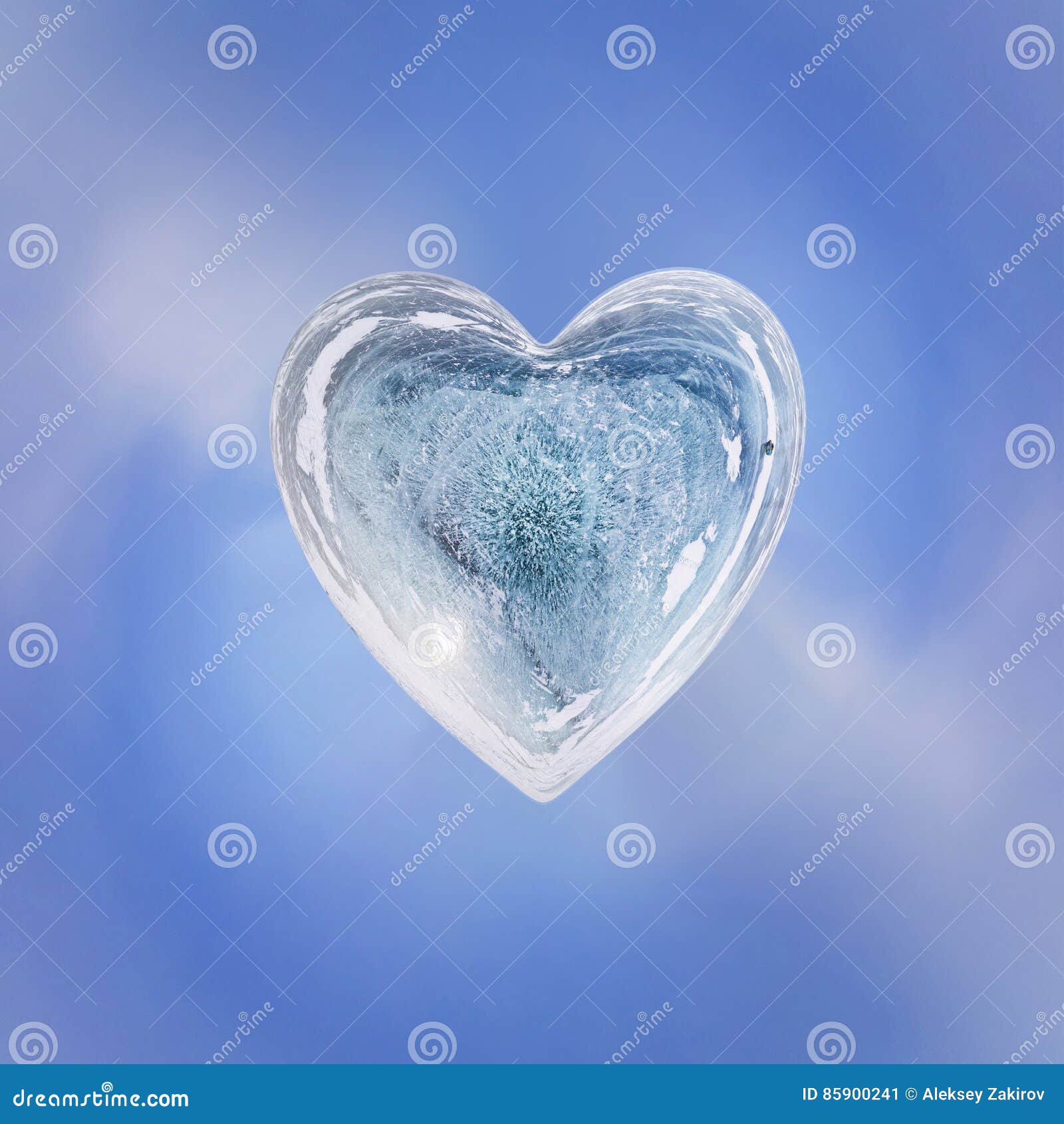 Blue Ice Heart with Bubbles and Cracks Isolate Stock Image - Image of ...