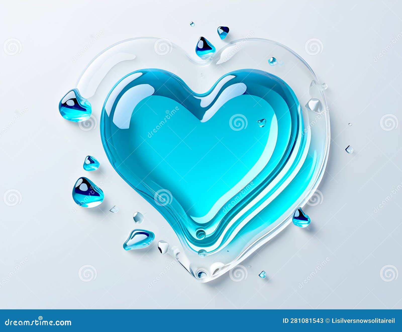 Light Blue Ice with Heart Shape Isolate White Background. Generative AI ...