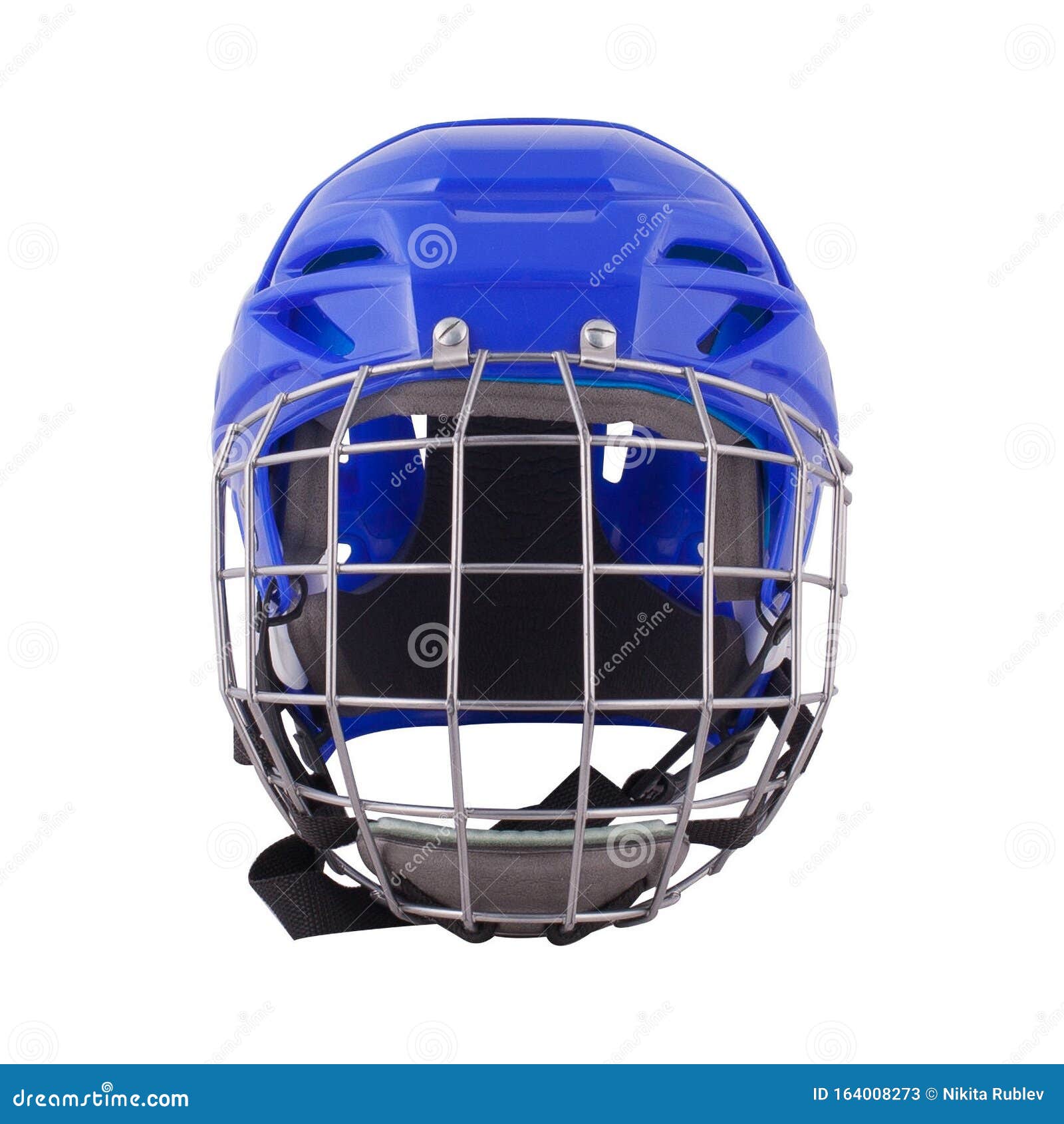 Blue Ice Hocket Helmet Isolated on White Background Stock Image - Image ...