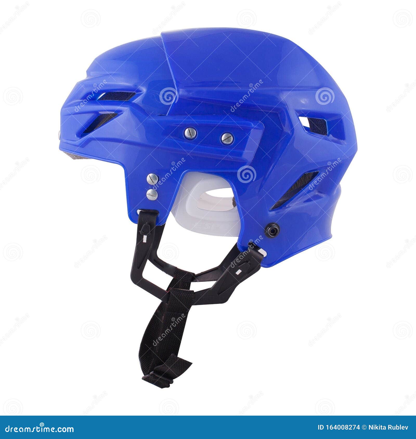 Blue Ice Hocket Helmet Isolated on White Background Stock Photo - Image ...