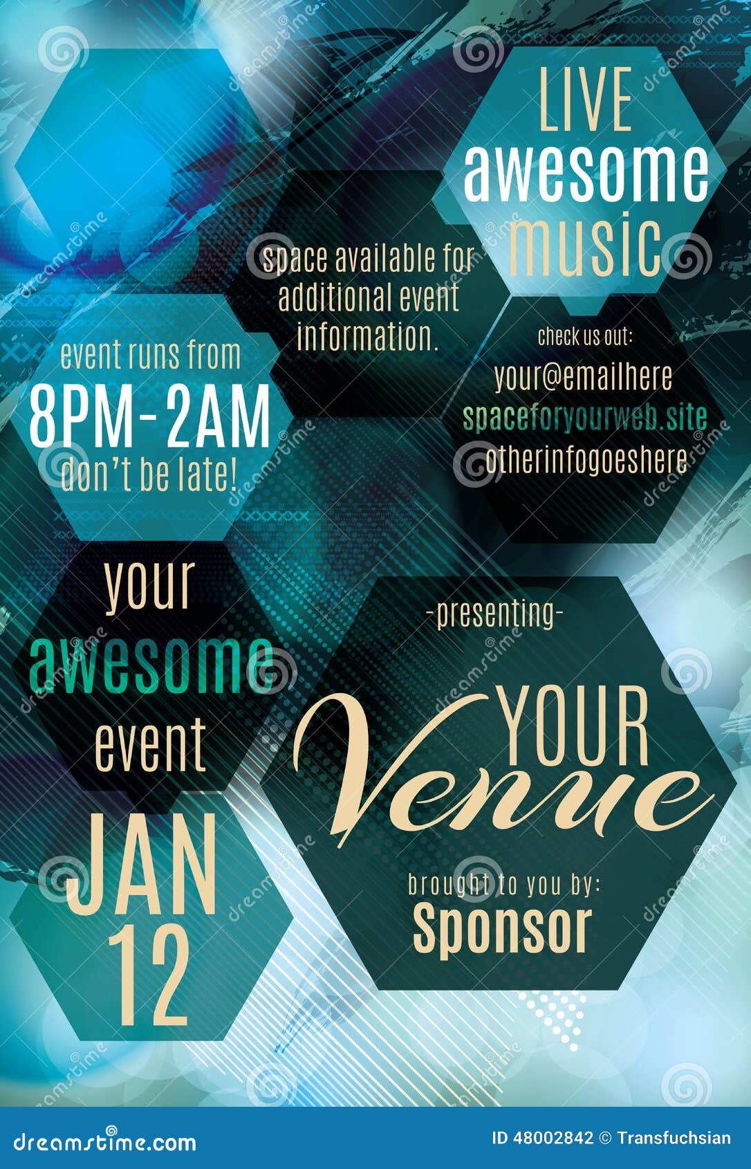 Blue Ice Night Club Flyer Template Stock Vector - Illustration of ...