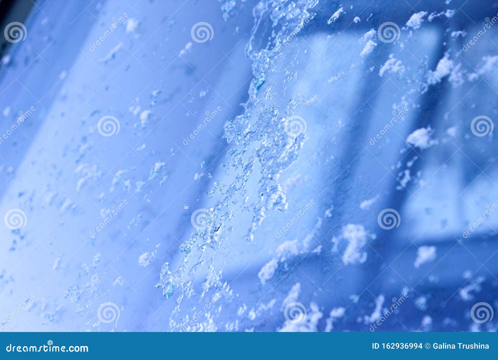 Blue Ice and Snow on Blue Glass Stock Photo - Image of pattern, macro ...