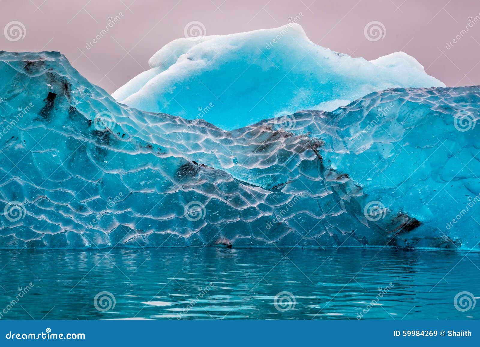 Blue Iceberg in Cold Lake, Iceland Stock Image - Image of climate ...
