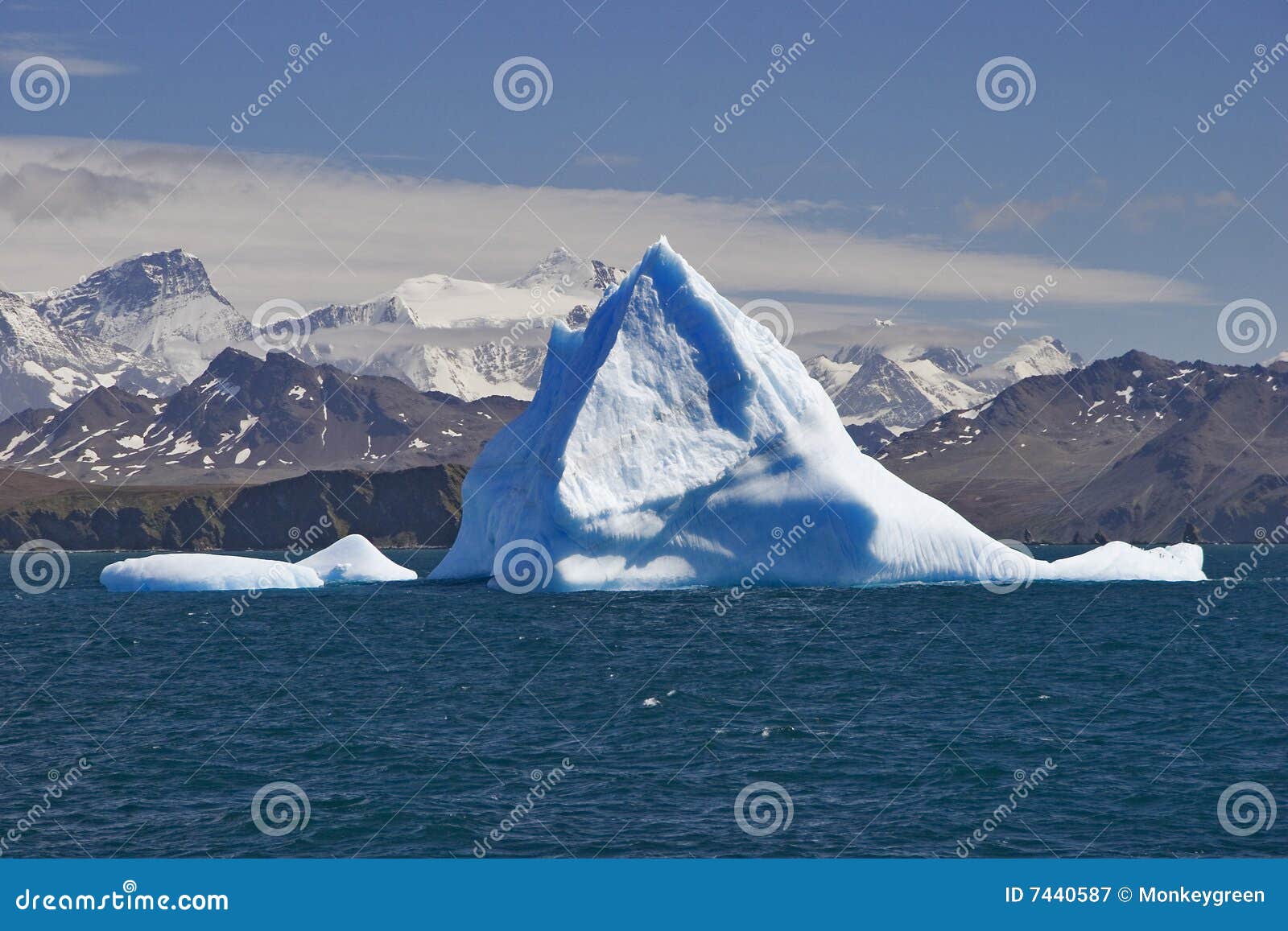 Blue iceberg with land stock image. Image of landscape - 7440587