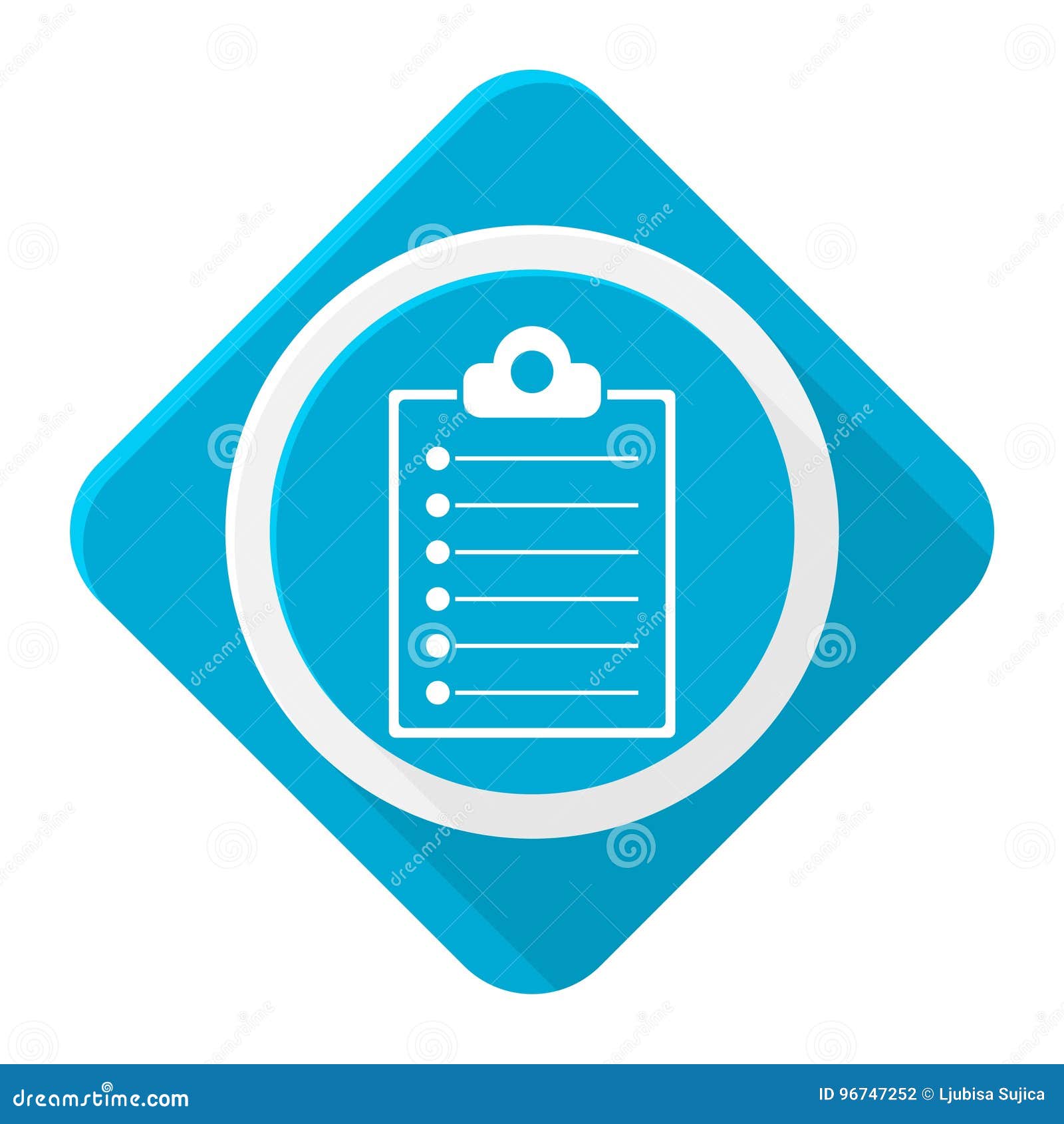 Blue Icon Clipboard List with Long Shadow Stock Vector - Illustration ...