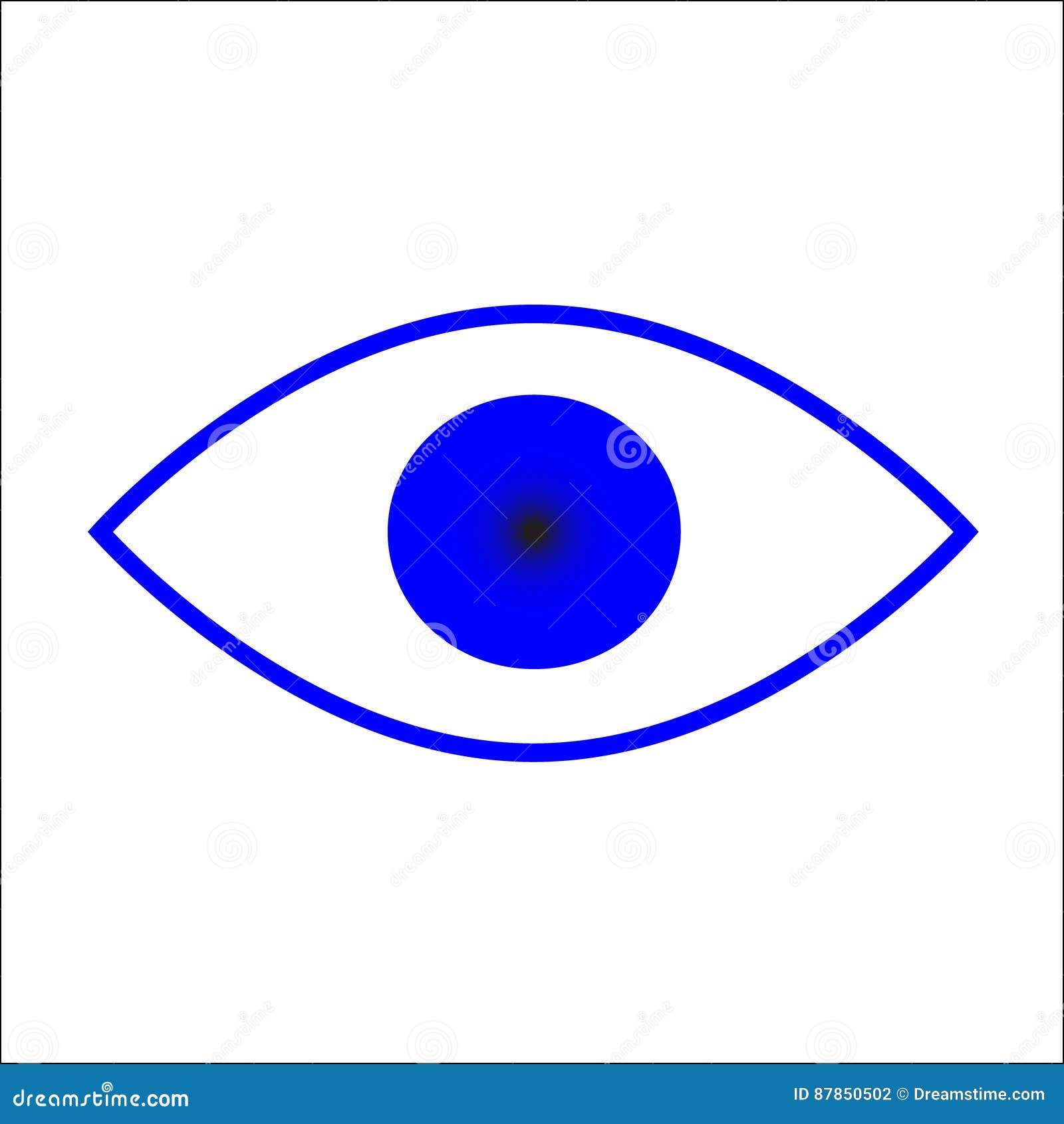 Blue Icon of Eye Isolated on White Background. Stock Illustration ...