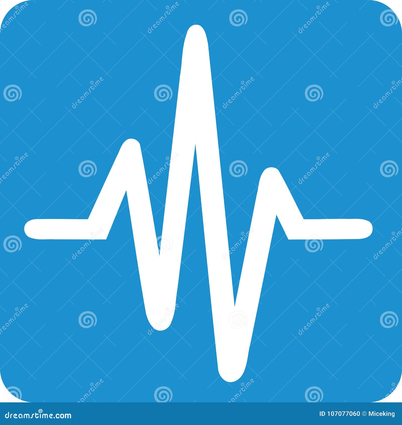 Blue icon with Heartbeat stock vector. Illustration of vector - 107077060