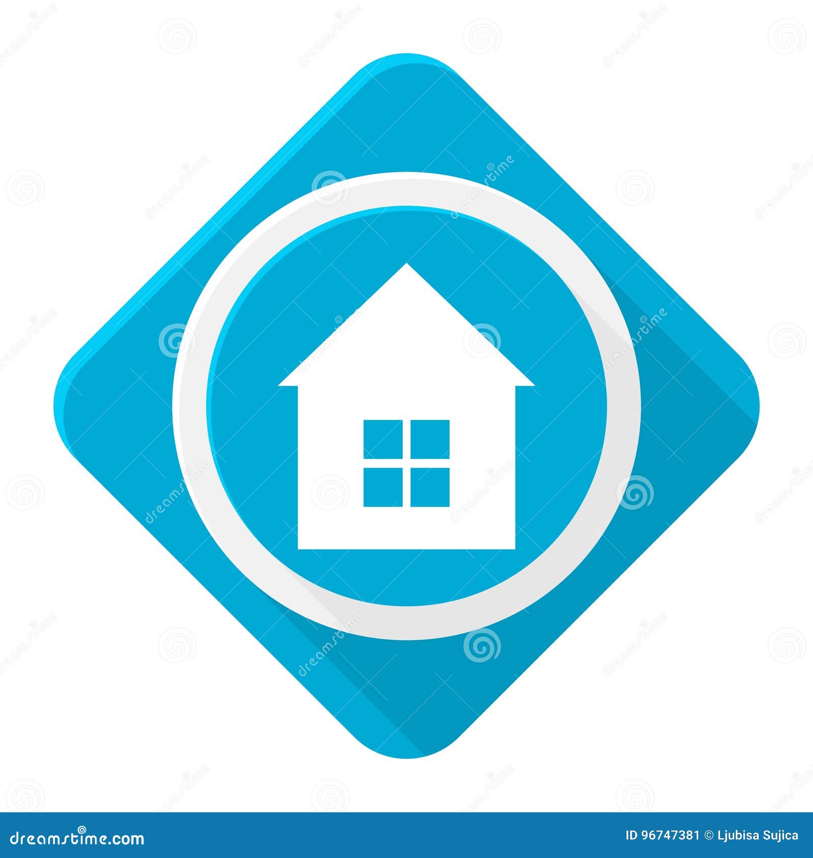 Blue Icon Home with Long Shadow Stock Vector - Illustration of sign ...