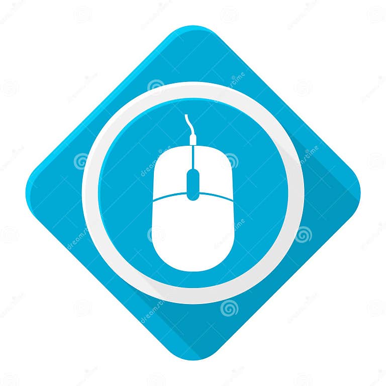 Blue Icon Mouse with Long Shadow Stock Vector - Illustration of scroll ...