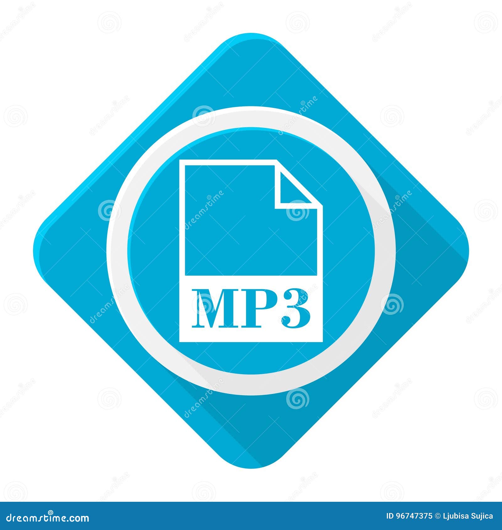 Blue Icon Mp3 File with Long Shadow Stock Vector - Illustration of ...