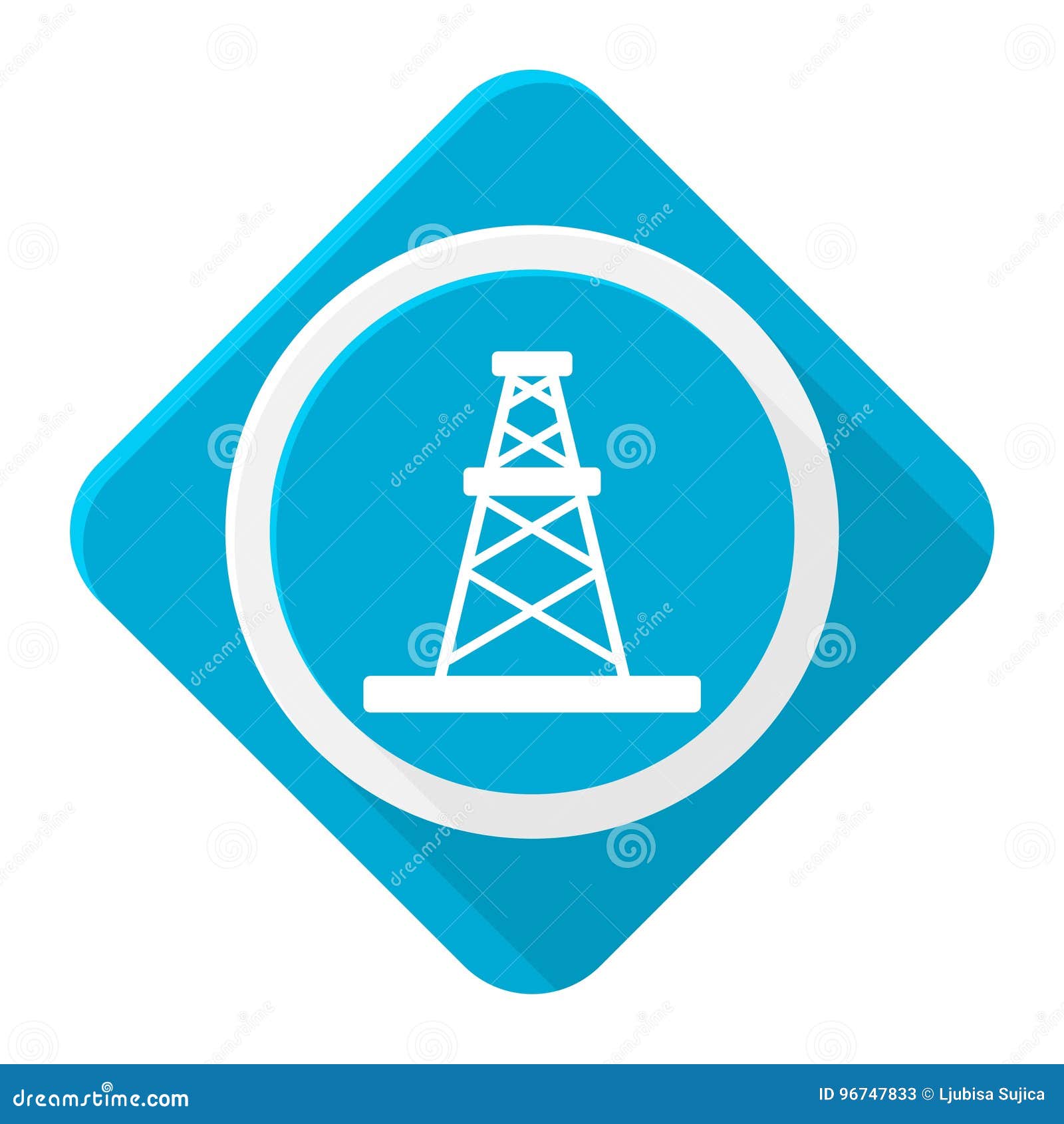 Blue Icon Oil Rig with Long Shadow Stock Vector - Illustration of ...