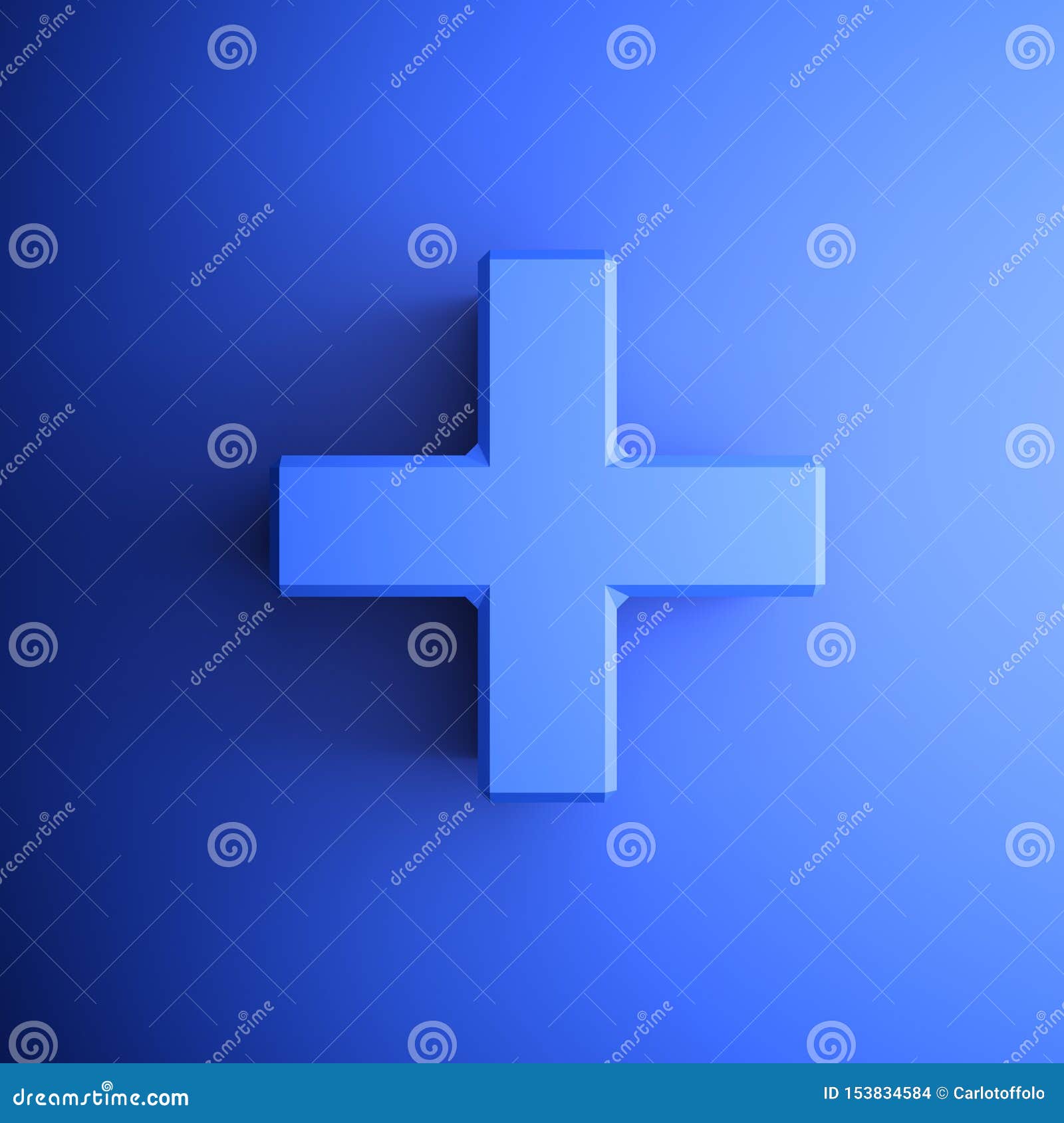 Blue Icon for the Plus Symbol - 3D Rendering Illustration Stock ...