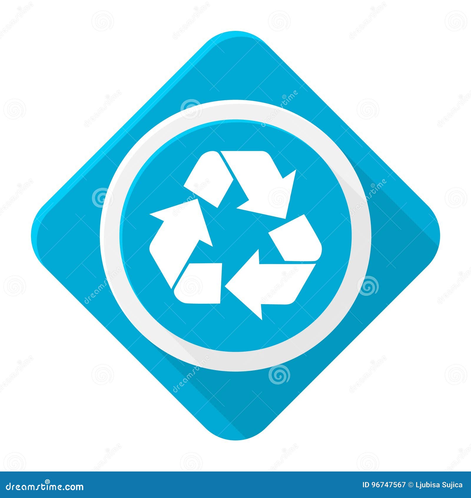 Blue Icon Recycling Sign with Long Shadow Stock Vector - Illustration ...