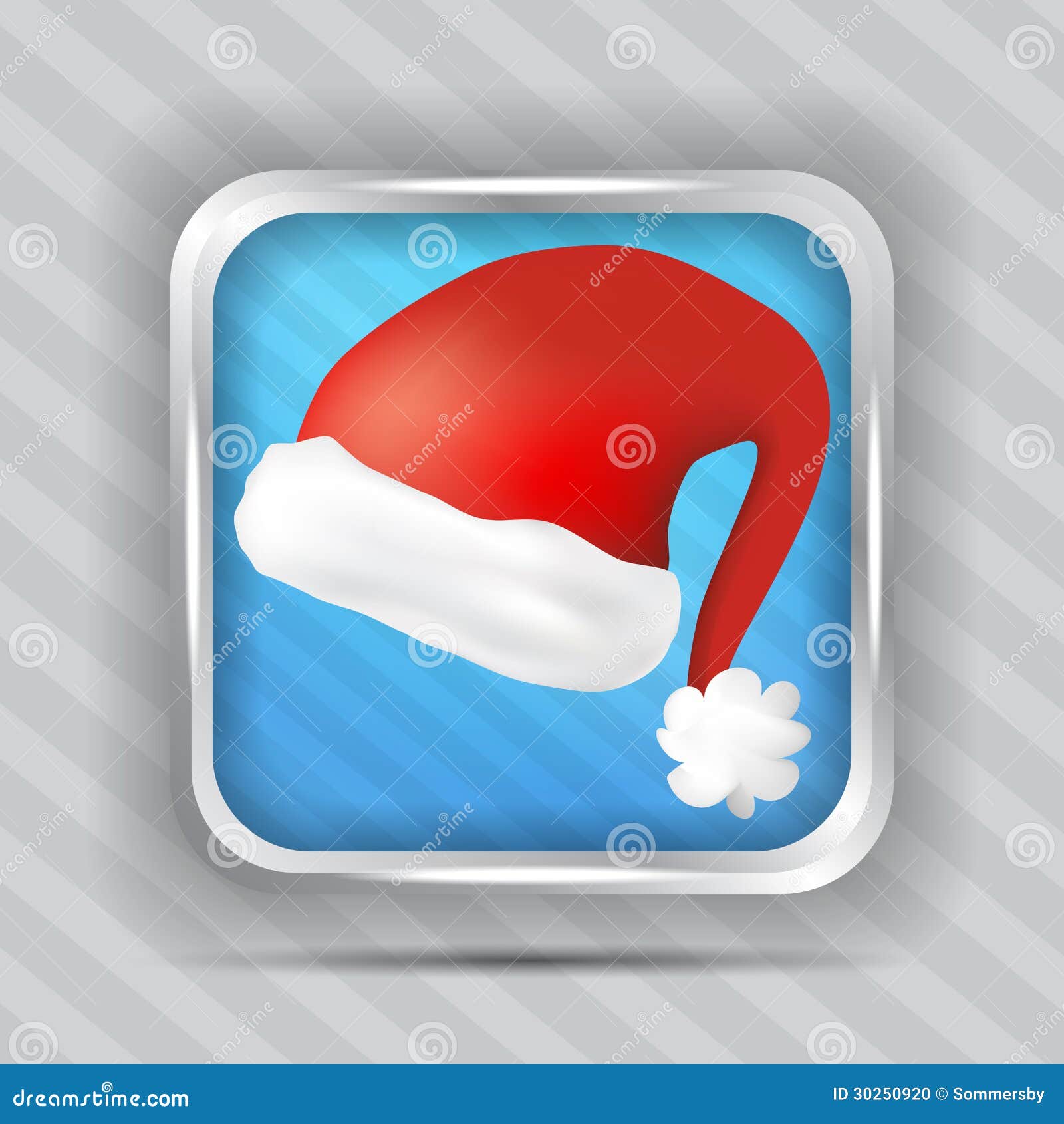 Blue Icon with Santa Claus Hat Stock Vector - Illustration of aluminum ...