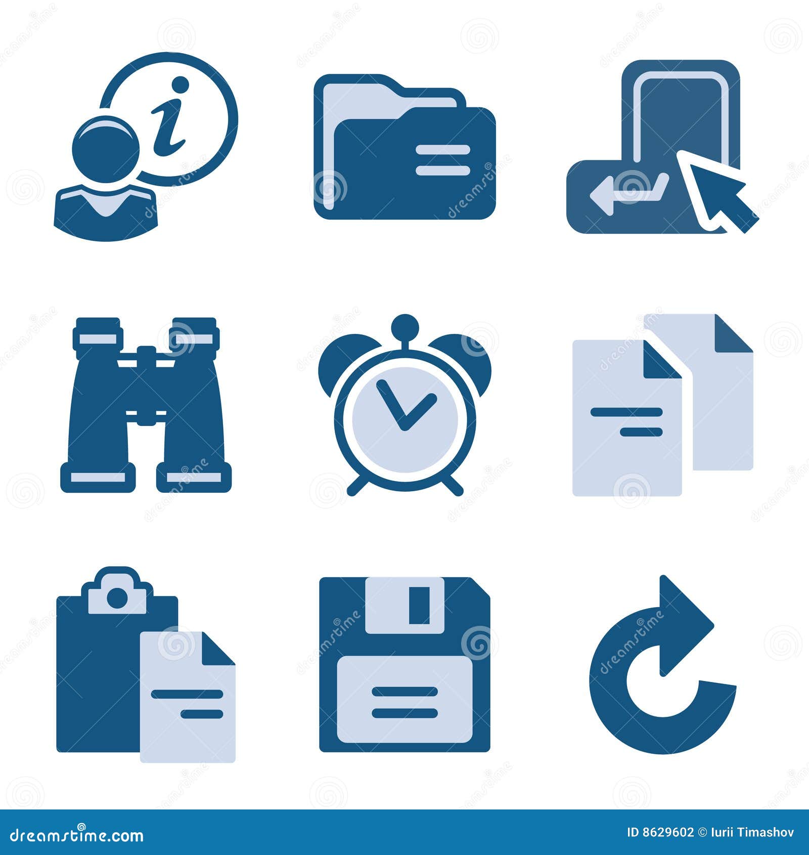 Blue icon set 3 stock vector. Illustration of sign, vector - 8629602